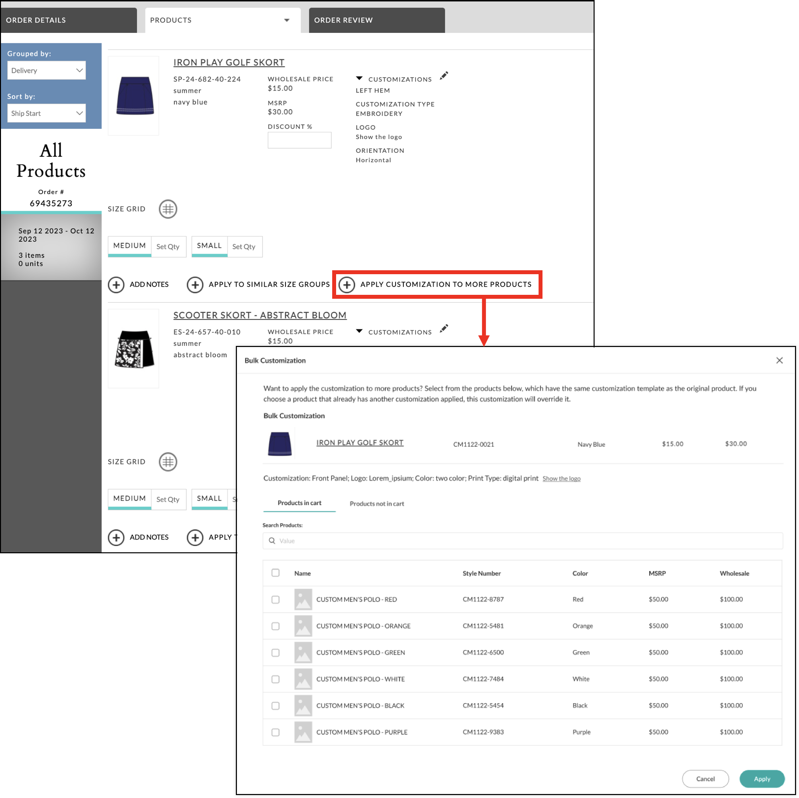 Ordering products with Customizations – NuORDER Help Desk Home